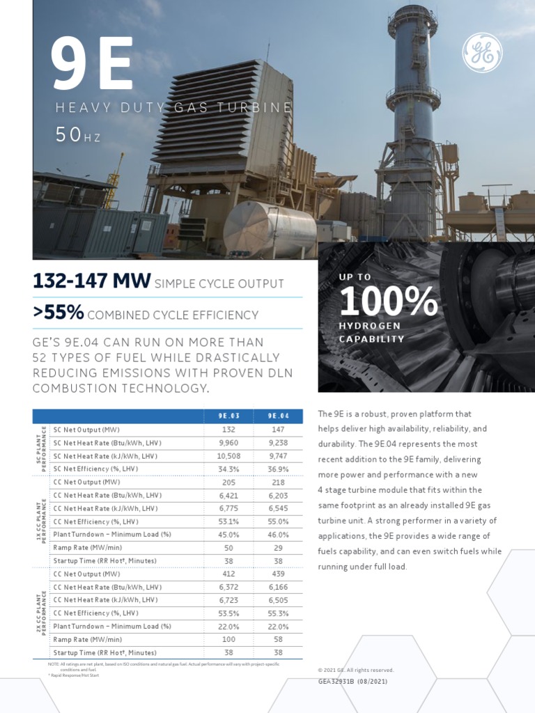 9e Fact Sheet Product Specifications | PDF | Gas Turbine | Sustainable ...