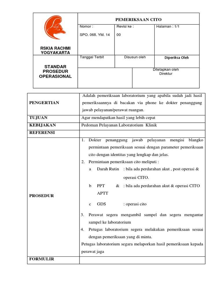 Sop Pemeriksaan Cito | PDF