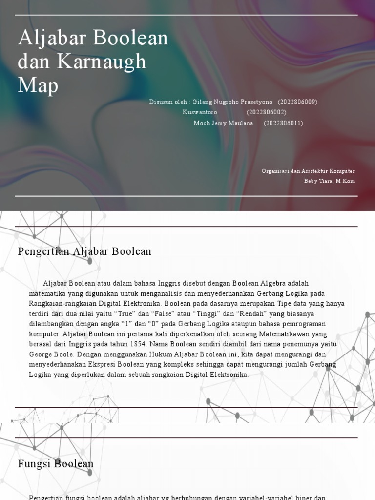 Aljabar Boolean Dan Karnaugh Map | PDF | Metode & Bahan Ajar