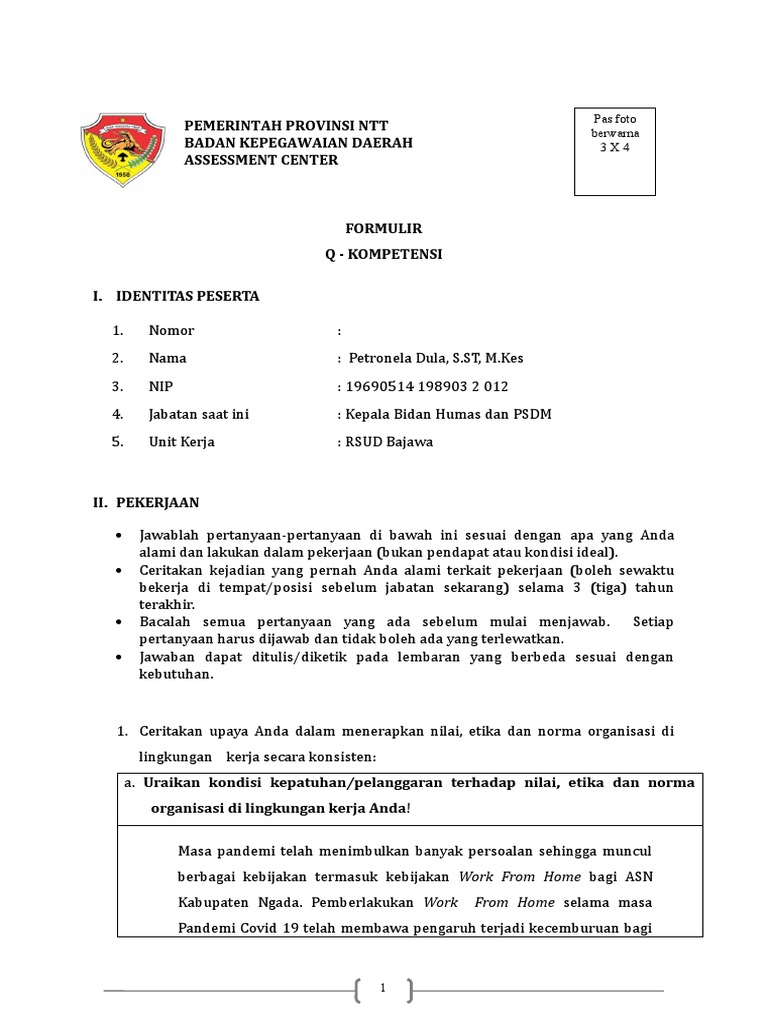 Form - Q-Kompetensi Print | PDF