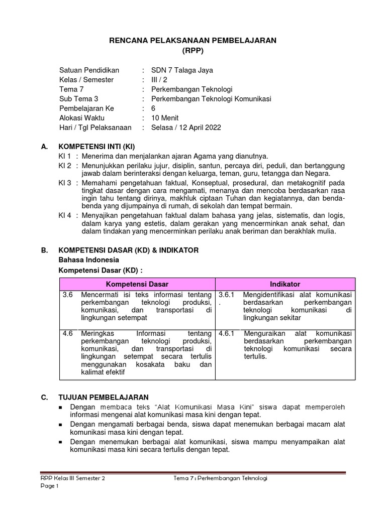 RPP Tugas Komputer Dan Media | PDF | Karier & Perkembangan | Seni