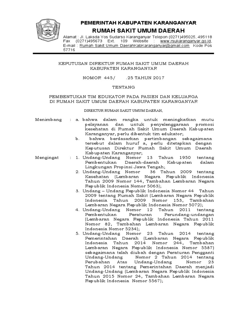SK Tim Edukator Rsud Kra | PDF | Pengembangan Diri | Sains & Matematika