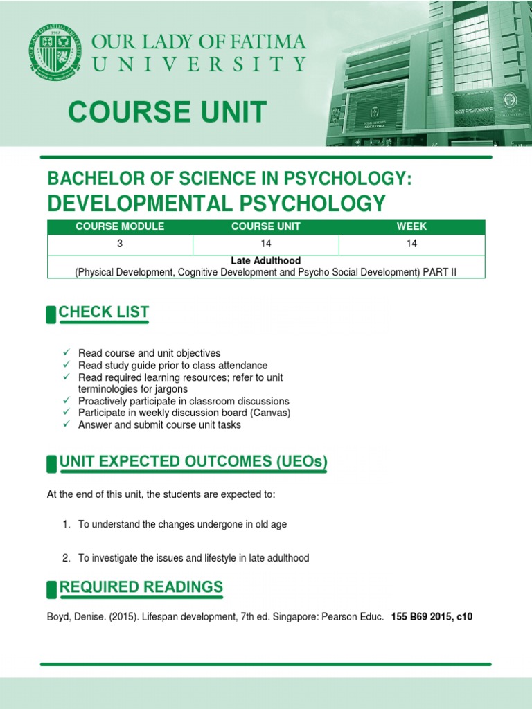 Late Adulthood in Developmental Psychology | PDF | Old Age | Ageing