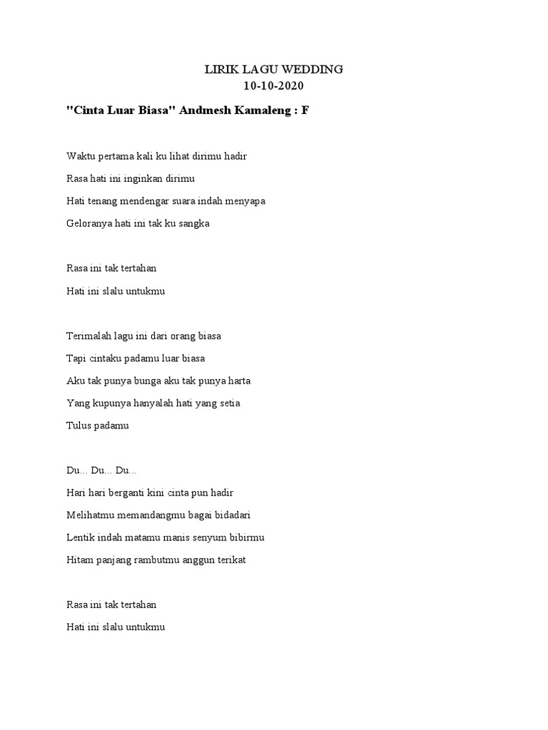 Lirik Lagu Wedding | PDF | Puisi