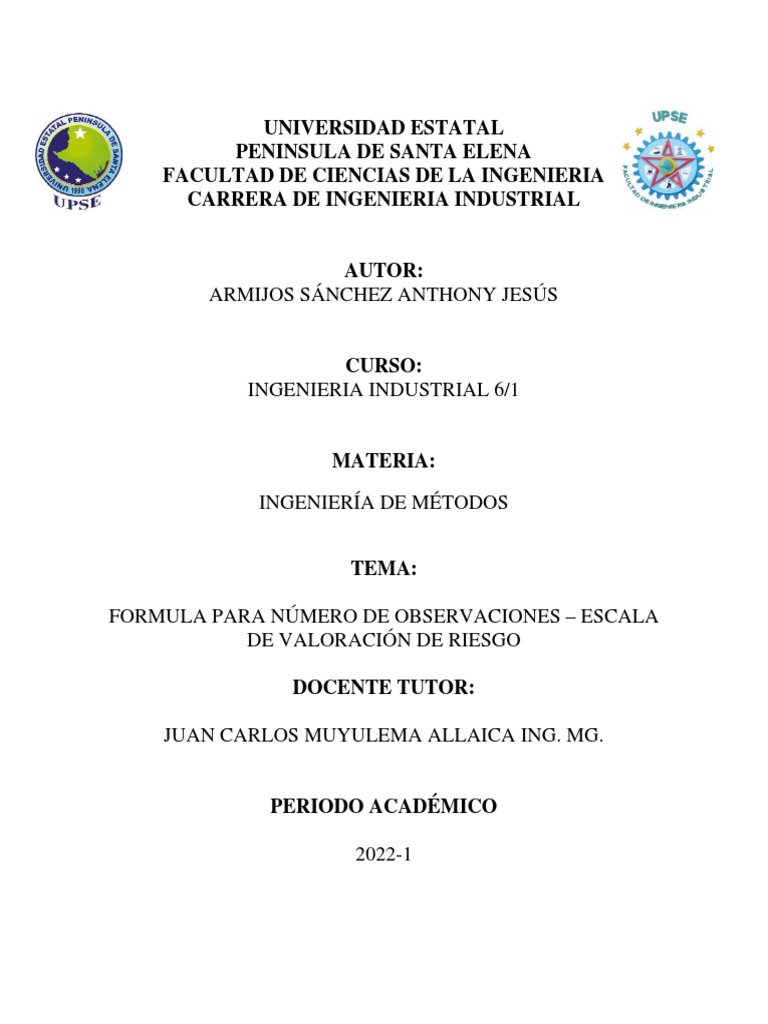 Fomrula Numero de Observaciones, Armijos Sanchez Anthony, Ing de ...