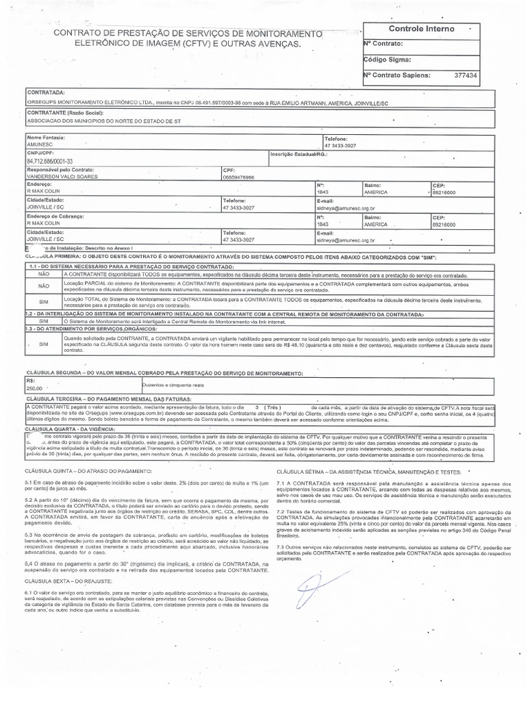 Contrato de Prestacao de Servicos de Monitoramento | PDF