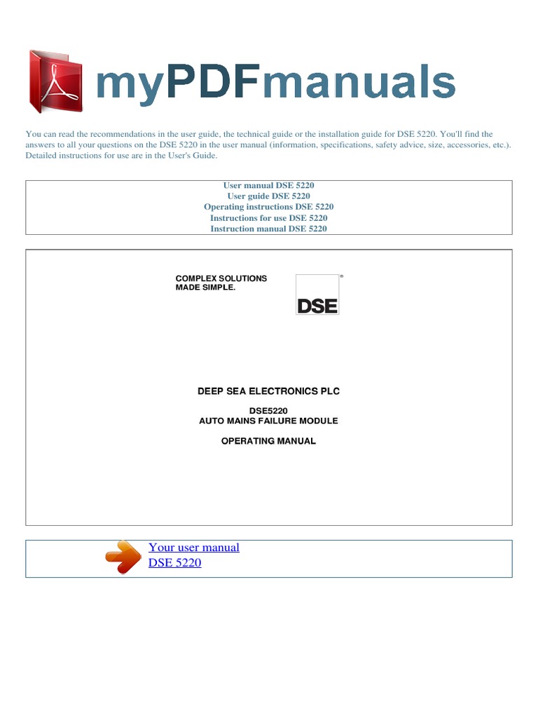 User Manual DSE 5220 E | PDF | Instrumentation | Icon (Computing)