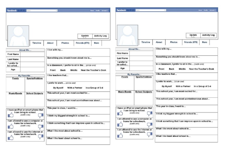 All About Me Facebook Template | PDF
