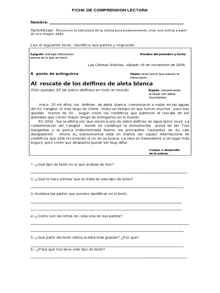 FICHA DE COMPRENSIÓN LECTORA 9 Lista | PDF