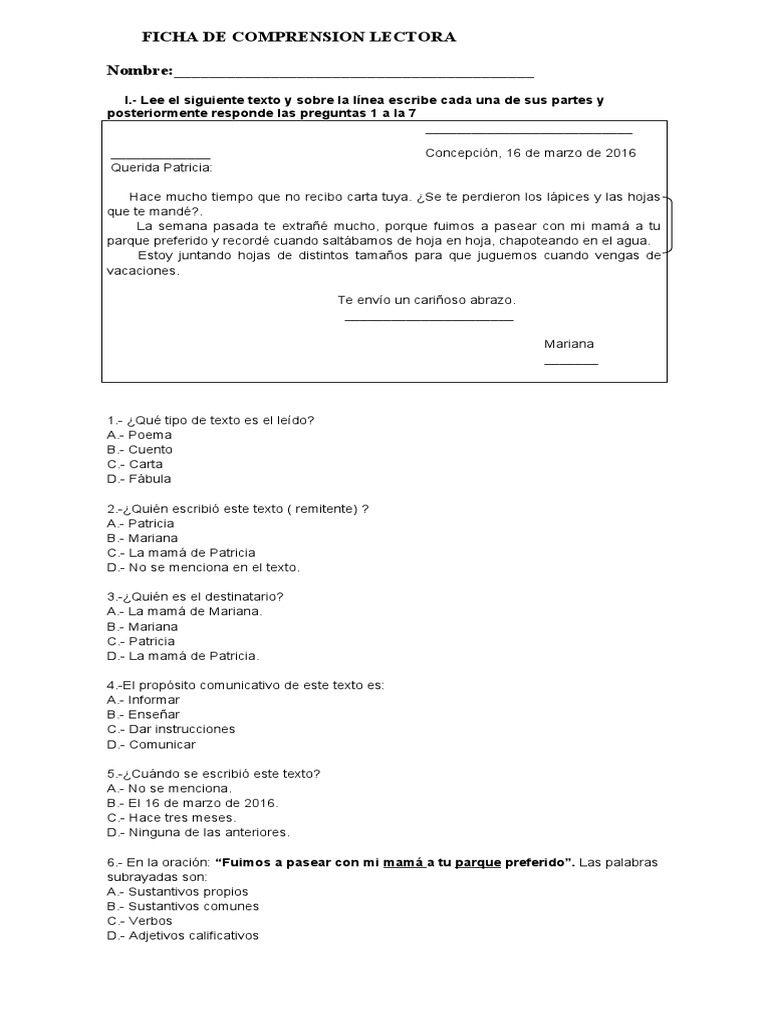 Ficha de Comprensión Lectora 12 Lista | PDF | Madrid