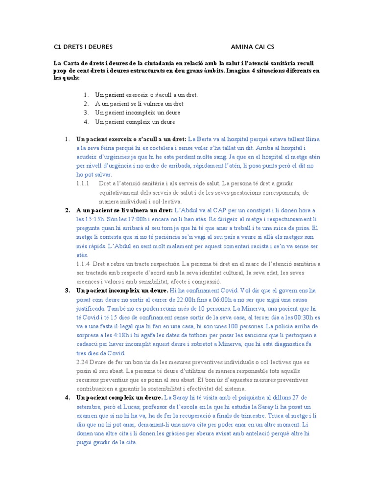 c1 Drets I Deures Amina Cai Cs | PDF