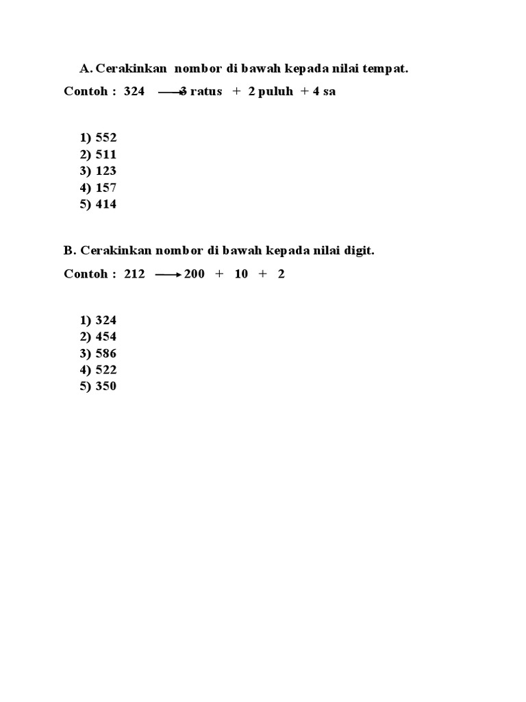 Latihan - Cerakin Nombor | PDF