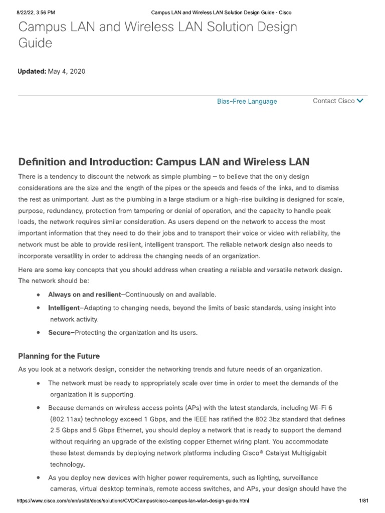 Cisco-Campus-LAN and Wireless-LAN Solution Guide | PDF