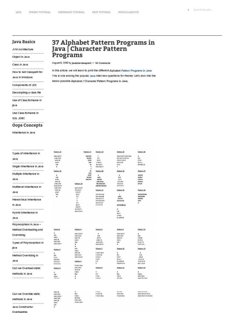 37 Alphabet Pattern Programs | Download Free PDF | Inheritance (Object Oriented Programming ...