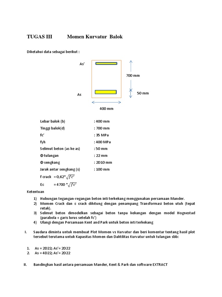 TUGAS IV Momen Kurvatur Balok | PDF