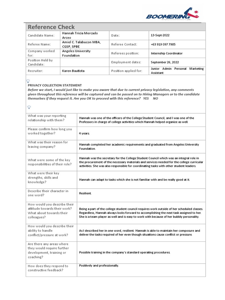 Background Check Questions Amiel C. Talabucon MBA CGSP SPBE | PDF | Business