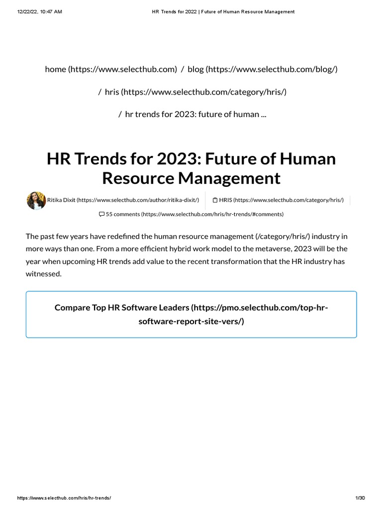 HR Trends For 2022 - Future of Human Resource Management | PDF ...