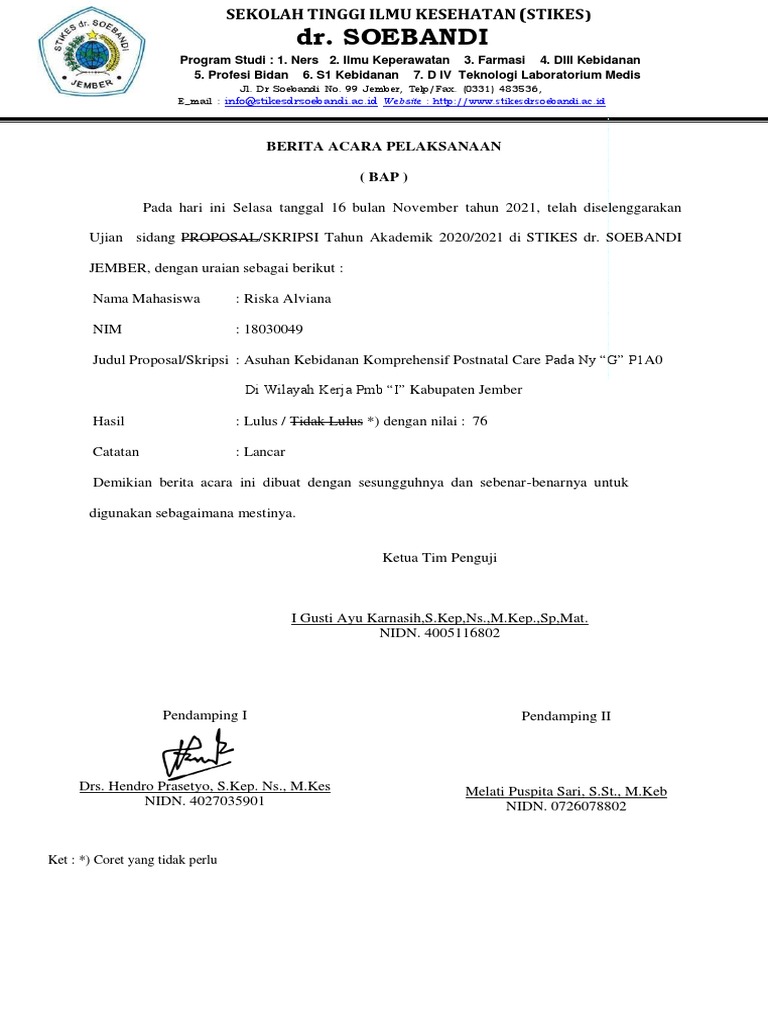 Contoh BERITA ACARA PELAKSANAAN | PDF