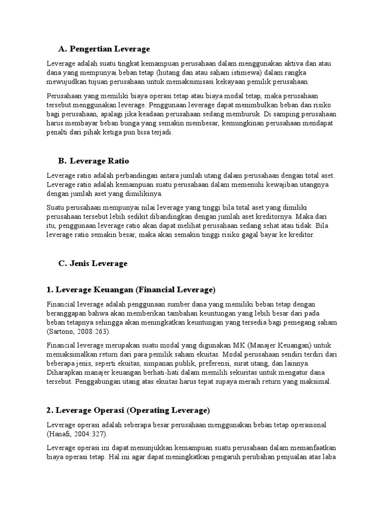 Pengertian dan Jenis-Jenis Leverage | PDF