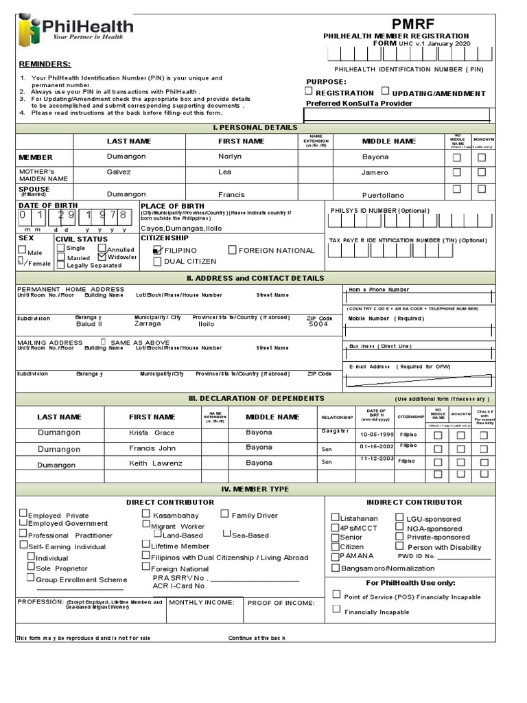 PMRF 012020 | PDF | Identity Document | Birth Certificate