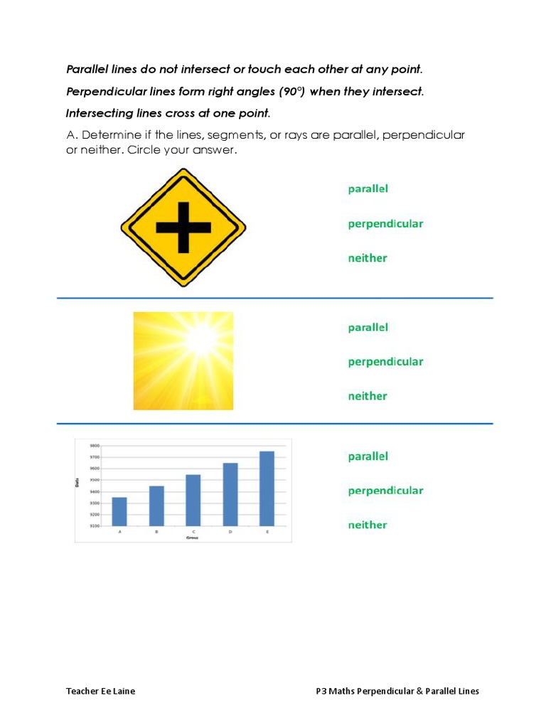Parallel and Perpendicular Lines Worksheet | PDF | Perpendicular | Angle