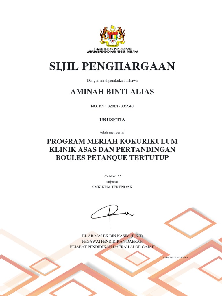 Sijil Petanque | PDF