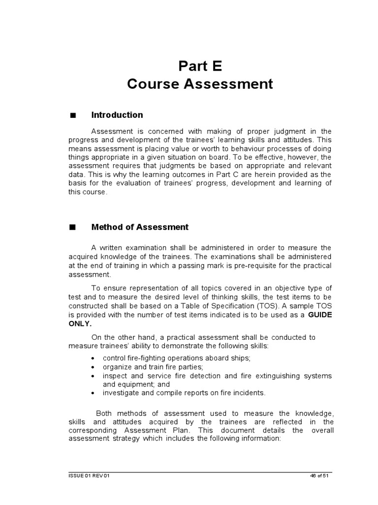 AFF - Part E - Course Assessment - REVISED | PDF | Educational ...