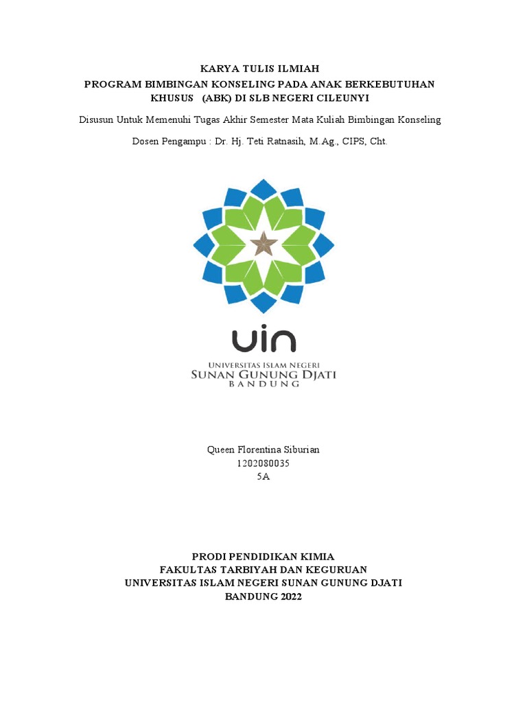 Program Bimbingan Konseling Pada Anak Berkebutuhan Khusus (Abk) Di SLB Negeri Cileunyi | PDF
