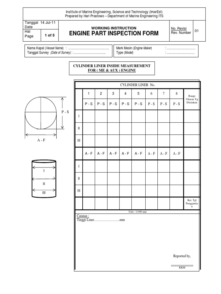Engine Inspection Guidelines for Vessels | PDF | Piston | Internal ...