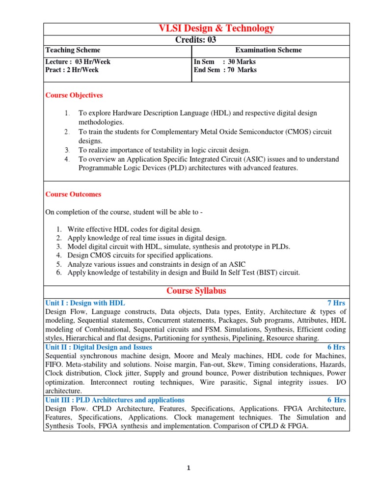 VLSI Design & Technology Course | PDF | Hardware Description Language ...