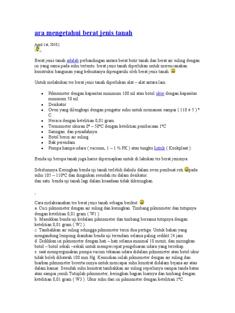 Cara Mengetahui Berat Jenis Tanah | PDF