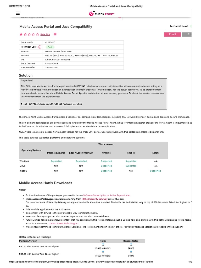 Mobile Access Portal and Java Compatibility | PDF | Internet Explorer ...