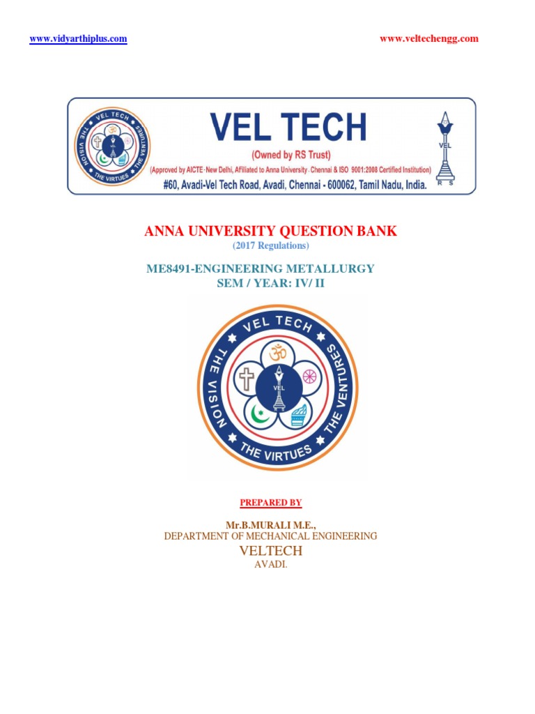 Me8491-Engineering Metallurgy | PDF | Fracture | Strength Of Materials