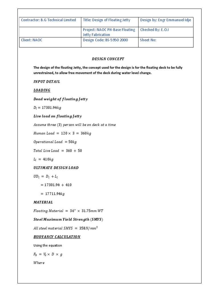 NAOC Floating Jetty Design | PDF | Beam (Structure) | Crane (Machine)