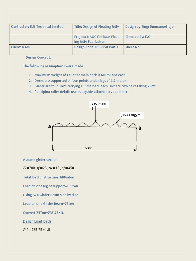 Floating Jetty Design Analysis | PDF | Beam (Structure) | Classical ...