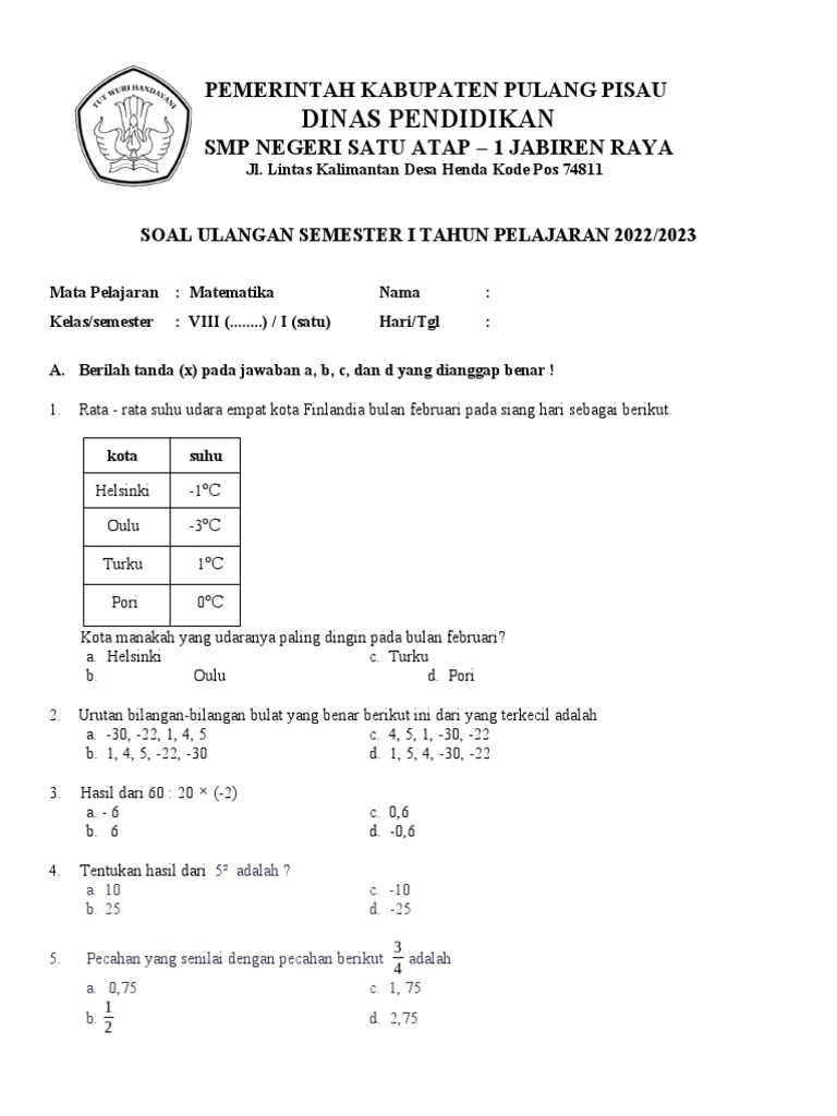 Soal Matematika Kelas VIII | PDF