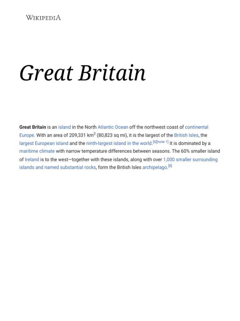 Great Britain: Largest European Island | PDF | Great Britain | United ...