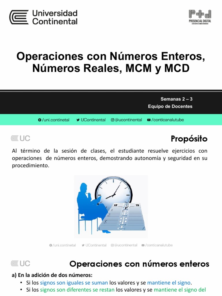CLASES - SEMANA - 02 - 03 - Operaciones Con Números Enteros - Números Reales - MCM - MCD - SHO ...