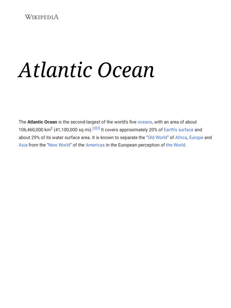 Atlantic Ocean - Wikipedia | PDF | Atlantic Ocean | Earth Sciences