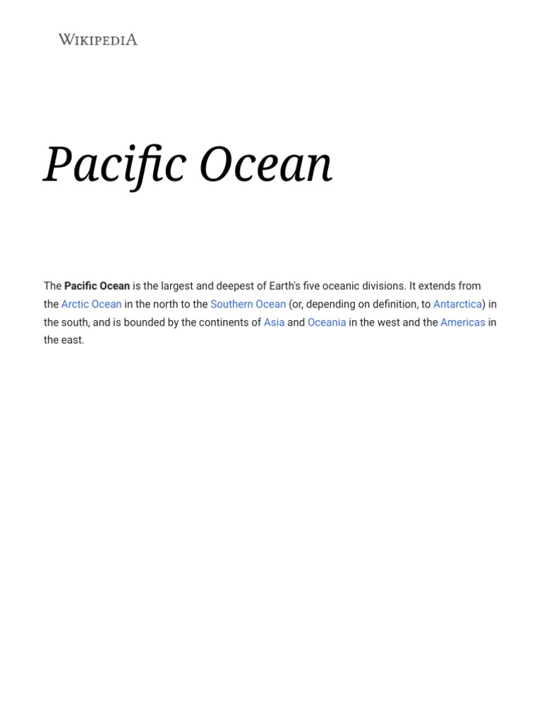 Pacific Ocean - Wikipedia | PDF | Pacific Ocean | Sea