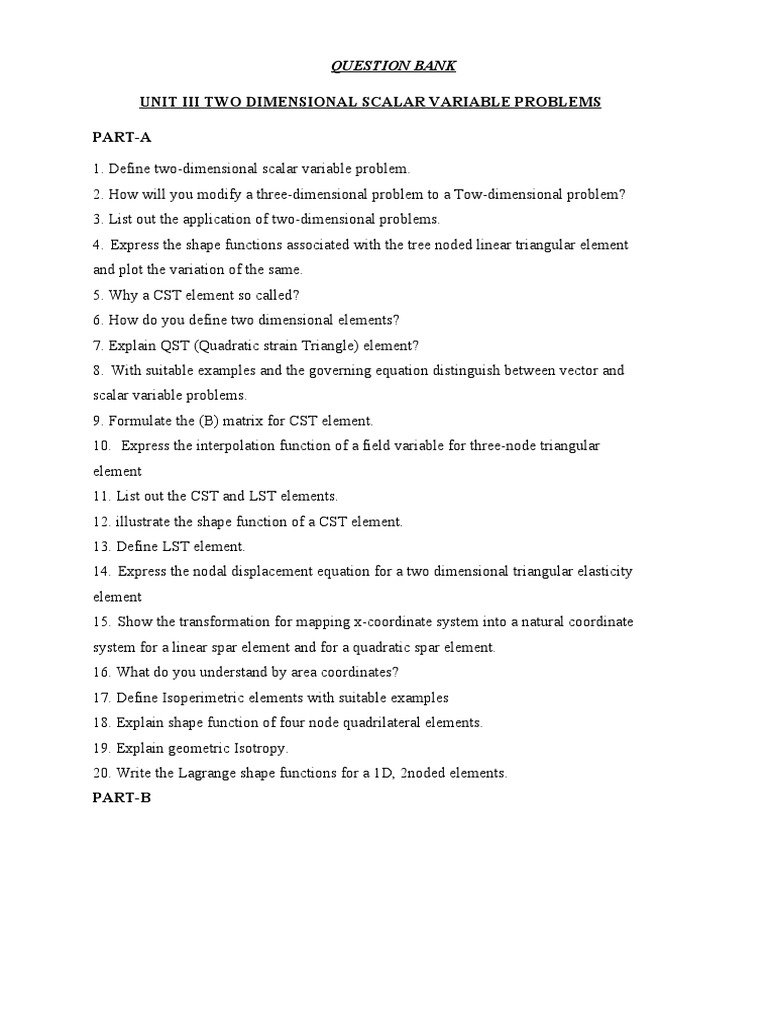 FEA - Unit 3,4 & 5 - Assignment Questions | PDF | Linear Elasticity | Matrix (Mathematics)
