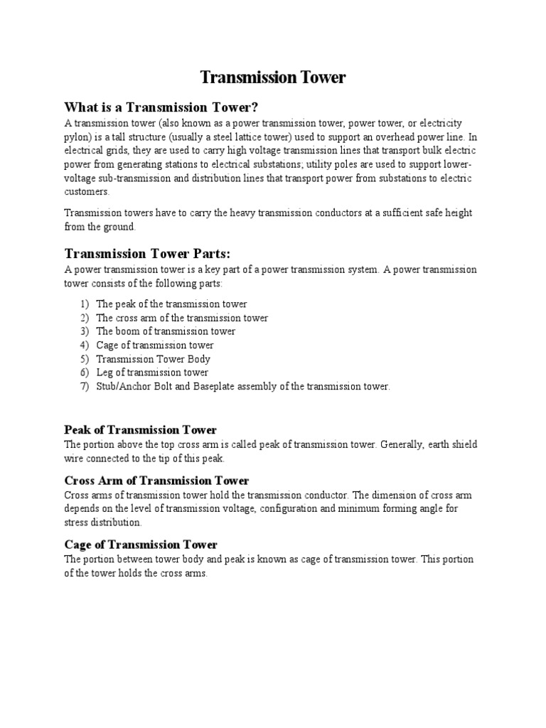Transmission Tower 1 | PDF | Electric Power Transmission | Electrical ...