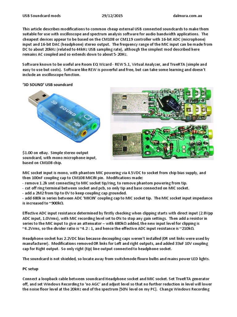 Soundcard Mods For Oscilloscope | PDF | Microphone | Analog To Digital Converter