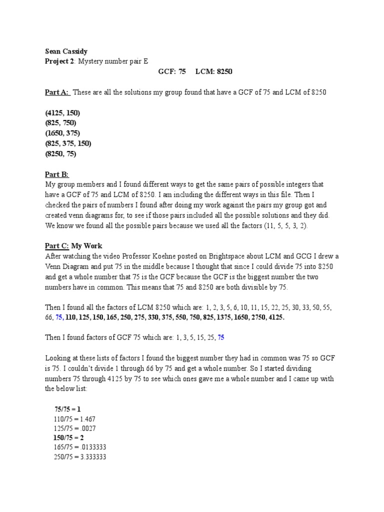 GCF&LCM - Math Group Project 2 | PDF | Cognitive Science | Learning