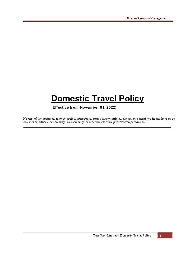 Domestic Travel Policy Final | PDF | Economies