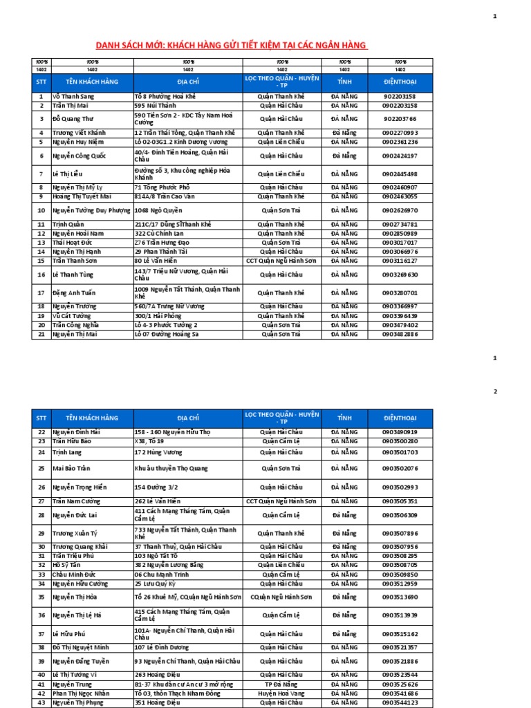 Data KH tiet kiem - Đà Nẵng | PDF