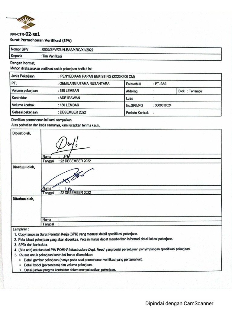 Contoh Form SPV | PDF
