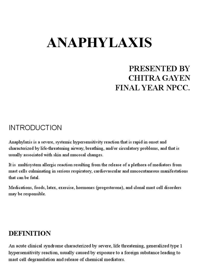 Anaphylaxis | PDF | Clinical Medicine | Medical Specialties
