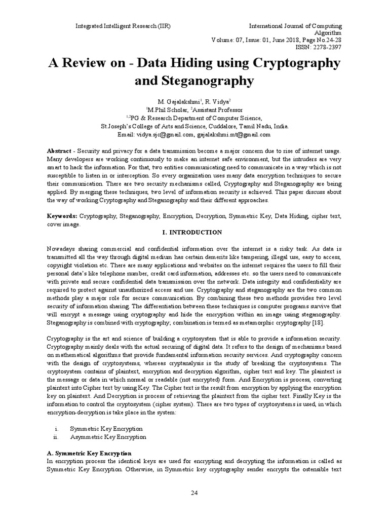 A Review On - Data Hiding Using Cryptography and Steganography | PDF | Cryptography | Key ...