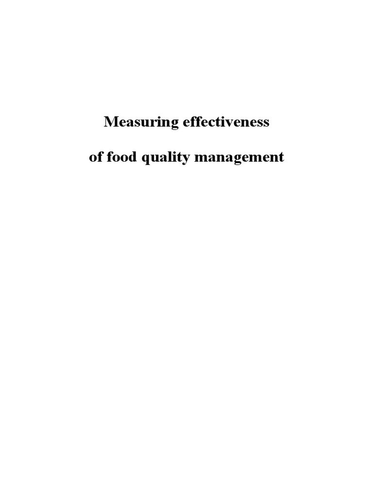 Measuring Effectiveness Of Food Quality Managemen Wageningen University